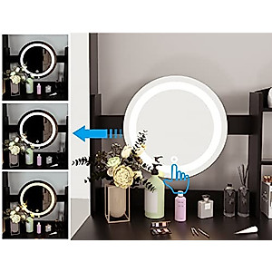 BJYXO Vanity Desk Set with 3-Color Adjustable Touch Light, 51/'' W Mass Storage Makeup Vanity Mirror with 6 Drawers for Women Girls Black (FUGJTHYBN)