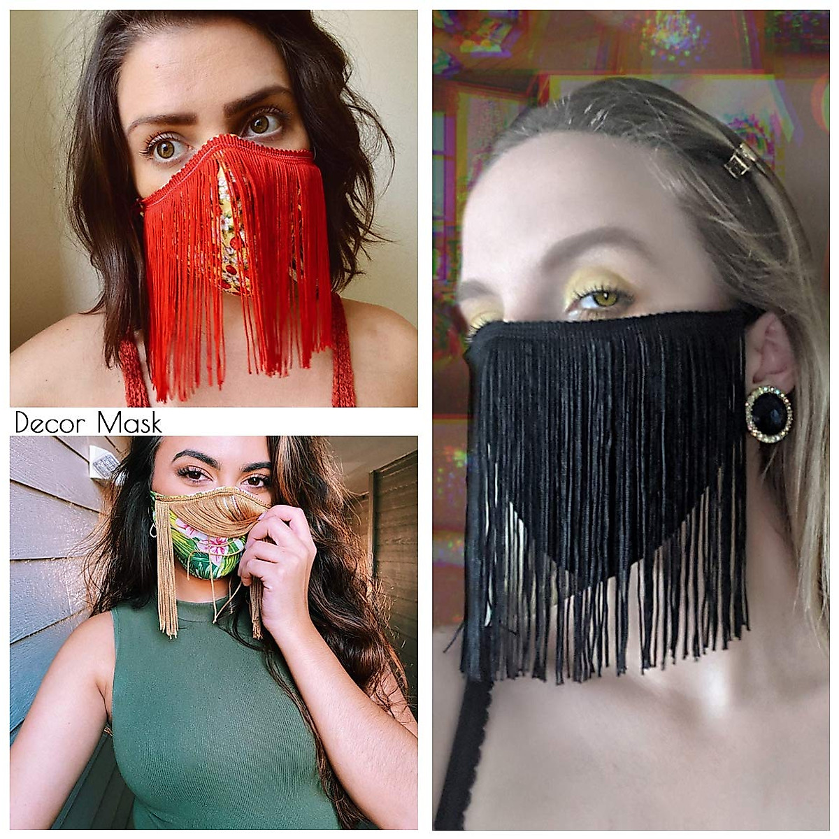 AWAYTR 10 Yards Sewing Fringe Trim - 6in Wide Tassel for DIY Craft Clothing and Dress Decoration (Black, 6 Inches Wide)