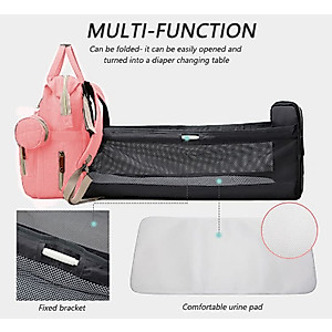 TUTCHY Baby Diaper Bag Backpack With Changing Station Pad, 3 In 1 Diaper Backpack For Dads and Mums, Large Waterproof Travel bag (Pink)