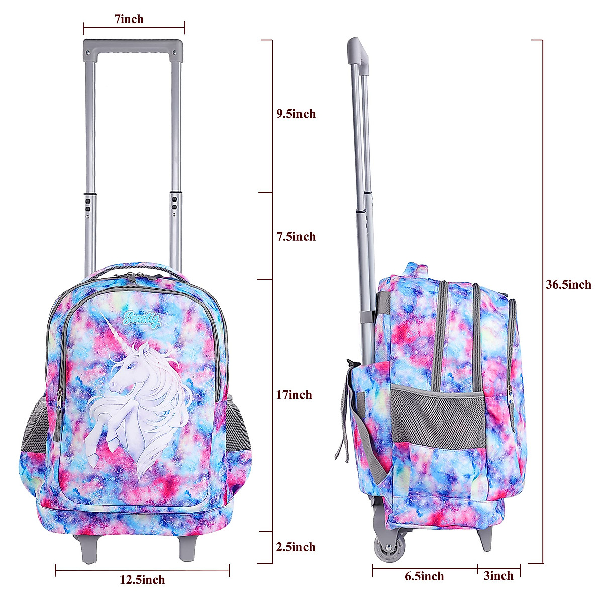 seastig Rolling Backpack for Kids Wheeled Backpack 18in Double Handle Backpack with Wheels