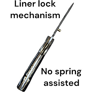 Limited Edition - FNA-32 Custom Handmade Damascus Steel Folding Knife - Beautiful Camel Bone Handle with Damascus Steel Bolsters