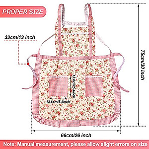Syhood 3 Pieces Kitchen Floral Aprons Soft Flower Aprons Women Chef Aprons Adjustable Cooking Aprons with Pockets for Kitchen Cooking Baking Gardening Household Cleaning Supplies, 3 Colors