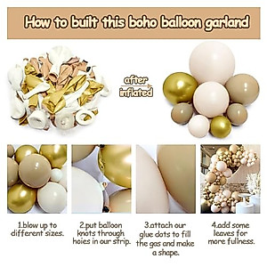 Nude Blush Balloon Garland Double Stuffed Beige Ivory Gold Boho Neutral Balloons Arch Kit for Baby Shower Gender Reveal Birthday Baptism Wedding Party Decoration