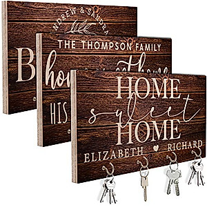 Zexpa Apparel Personalized Wood Key Hook for Couple Mr Mrs| Custom Wall Key Rack Ring Holder Hanger for Wedding Gift | Gifts for Housewarming | New Home Décor | C01D08