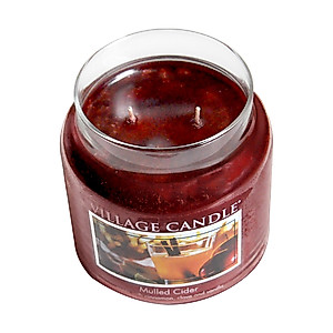 Village Candle Maple Butter Large Glass Apothecary Jar Scented Candle, 21.25 oz, Yellow & Mulled Cider Large Glass Apothecary Jar Scented Candle, 21.25 oz, Red