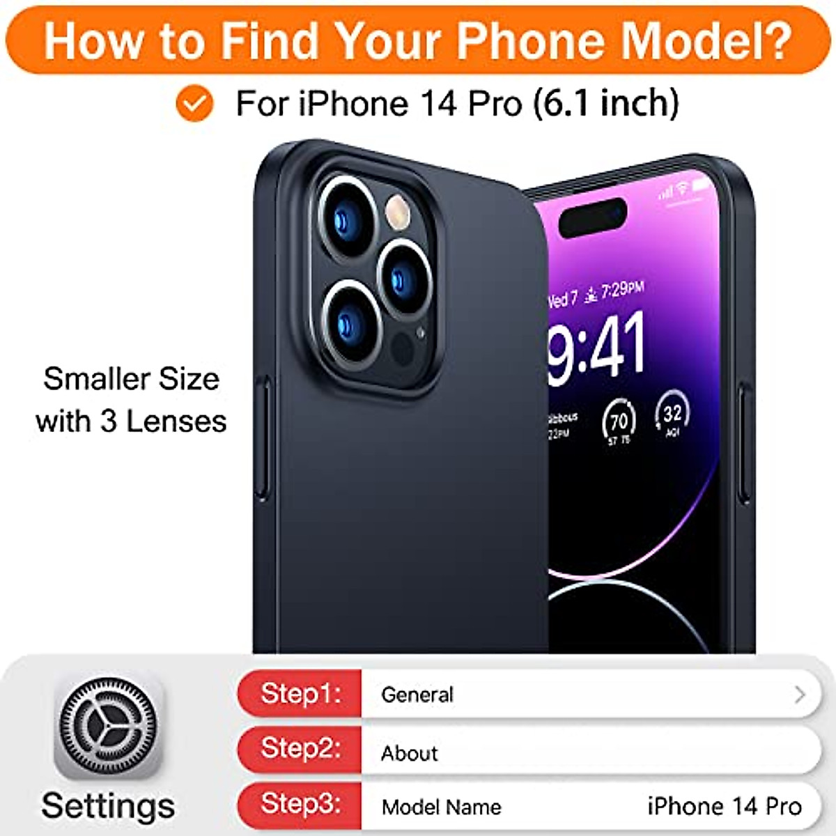 TORRAS OriginFit Case for iPhone 14 Pro Case Slim Fit, Super Thin Lightweight Hard PC Cover ONLY Compatible with iPhone 14 Pro Phone Case-6.1 Inch, Matte Black