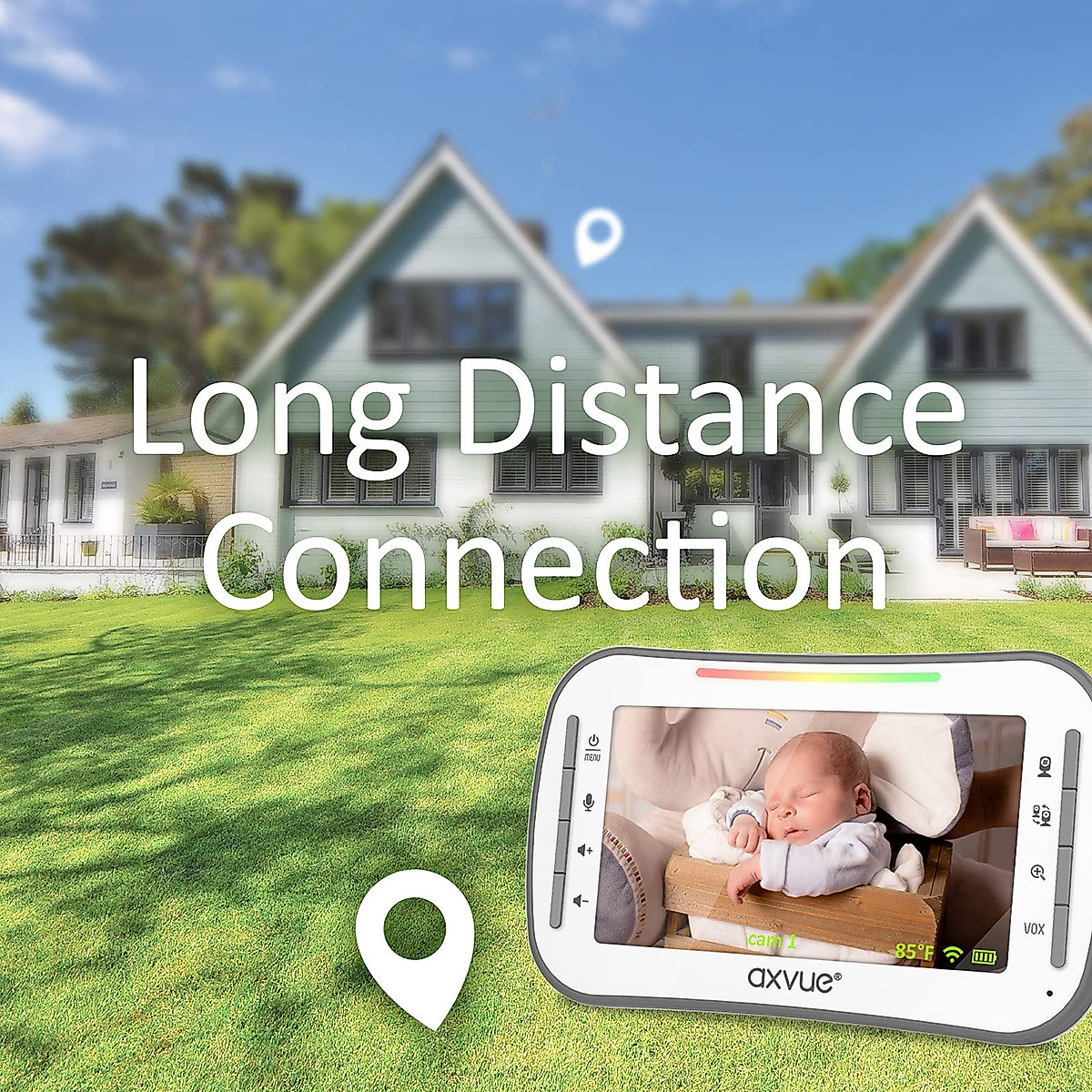 A242-A Video Baby Monitor, 4.3" High Resolution Display, 2 Cams for 2 Rooms, 18-Hour Battery Life, 1000ft Range, 2-Way Communication, Secure Privacy Wireless Technology