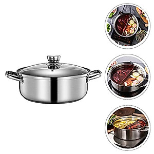 DEPILA Home Sided Plate Electric S Practical Ramen Cooker Yang Size Stick Stainless Base Cooker: Gas Two-Flavor Soup Cookware Stove Steel Dual Holder Double Two- Basin Duck Woks