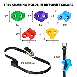 12 Ninja Tree Climbing Holds and 6.56FT Climbing Rope for Kids, Tree Climber Climbing Kit for Outdoor Ninja Warrior Obstacle Course Training