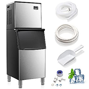 Antarctic Star Commercial Ice Maker Machine Freezer Large Storage 352lbs/24H 40 Square Ice Cubes in 20 Minutes Ice Scoop Water Inlet Pipe Draining Pipe 24-Hour Timer Self-Cleaning for Bar Restaurant…