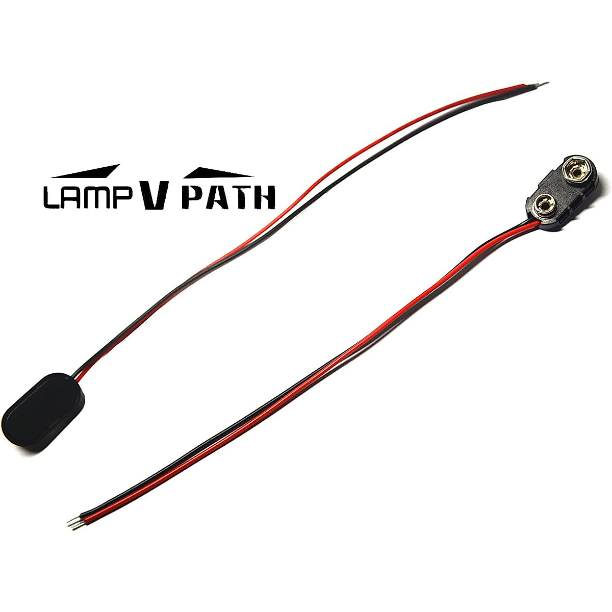 LampVPath (Pack of 10 I-Type 9V Battery Connector, 9 Volt Battery Clip, 9V Battery Clip Connector with Wire and Hard Buckle Plastic Housing