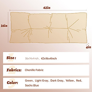 Focuprodu Bench Cushion 42x16. Soft and Breathable Window Seat Cushions Indoor. Non-Slip and Durable Bench Seat Cushion. (42x16, Yellow)