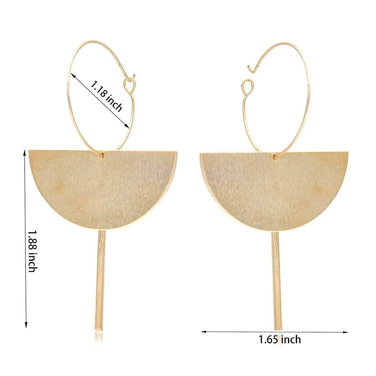 Figaro Design Fashion Exaggerated 18K Gold Geometric Multi-layer Half Circle Dangle Drop Earring for Women