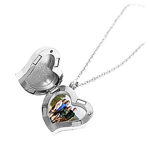 Amour Heart Pill Necklace,Polished Heart Locket with Strong Magnetic Closure,Medication Necklace,Heart Locket Necklace with 26 Inches Chain, No Gemstone
