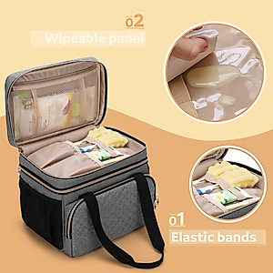 Luxja Double Layer Breast Pump Bag Compatible with Spectra S1 and S2, Pump Bag for Breast Pump and Extra Parts (Suitable for Home or Travel Use, Patent Design, Bag Only), Gray