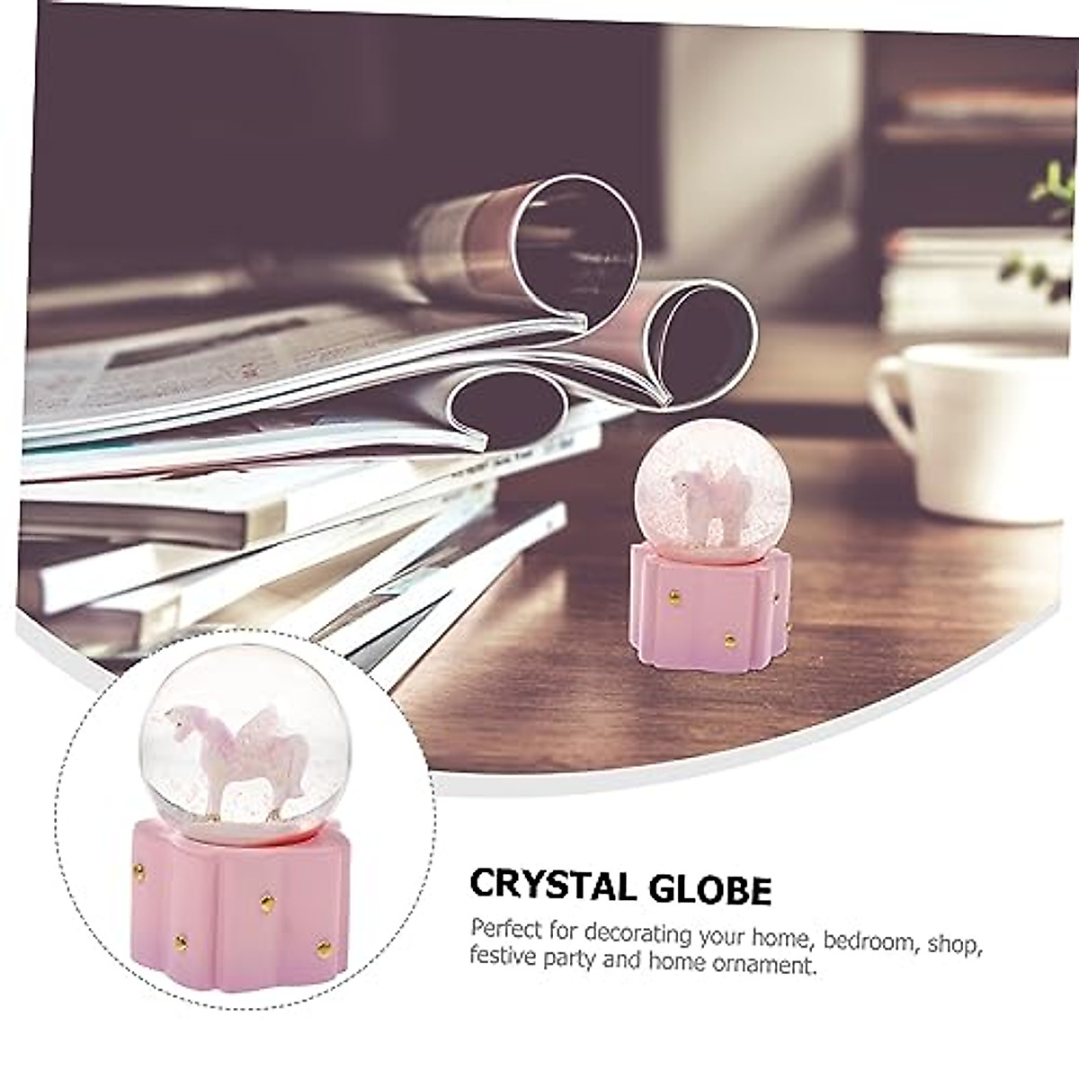 VOSAREA Unicorn Crystal Ball Kid Gifts Kids Gifts Dining Table Decor Kids Snow Dome Snow Globe Ornament Collectible Snow Globe Glowing Ball Decorative Handicraft Unicorn Globe Gift Doll 3D