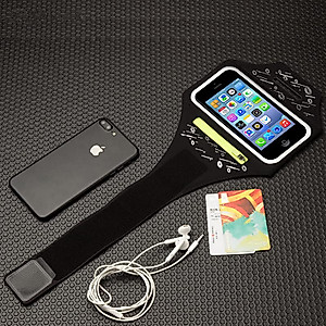 Yardy Water Resistant Cell Phone Armband for iPhoneHuweiSamsungLG,etc.Running Armband Phone Holder Case, Card Slot & Zipper Slot Car Key Holder for 6.5 inch Phone(Black)