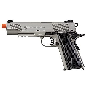 Elite Force 1911 Blowback 6mm BB Pistol Airsoft Gun, Silver/Black, 1911 TAC