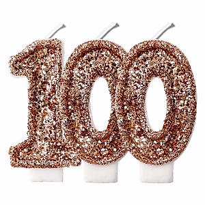 2.8" Rose Gold Glitter Number Candles-Many Colors 100th Birthday Gifts Birthday Decorations Birthday Candles Numbers Happy Birthday Candles for Cake 2 Candle for Women for Men (Rose Gold)