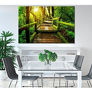 Old Wooden Bridge in Doi Inthanon National Park Thailand Canvas Print 3 Panels / 36x24 inches