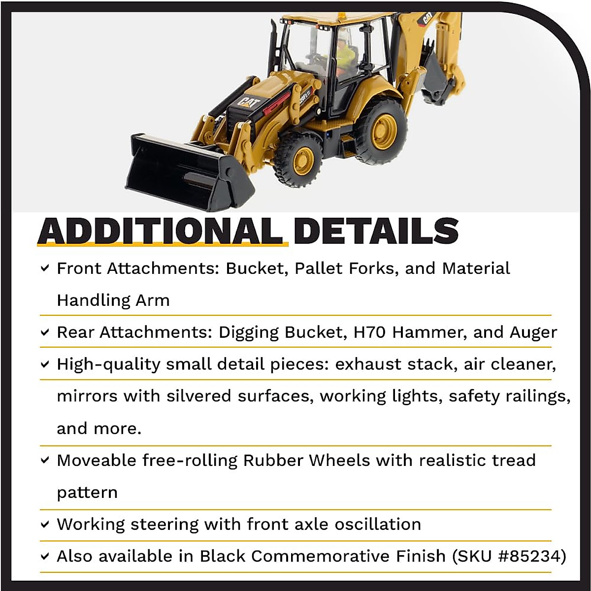 1:50 Caterpillar 420F2 IT Backhoe Loader - High Line Series by Diecast Masters - 85233 (Comes with Auger, Material Arm, Pallet Fork, and H70 Hammer attachments)