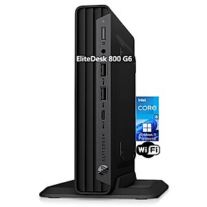 HP EliteDesk 800 G6 Business Mini PC Desktop Computer, Intel Hexa-Core i5-10400 (Beat i7-8700), 16GB DDR4 RAM, 4TB PCIe SSD, WiFi, Bluetooth, Type-C, Keyboard & Mouse, Windows 11 Pro, Tilsiy Cable