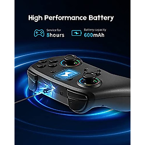 Switch Pro Controller Compatible with Switch/Swith OLED/Switch Lite, Wireless Switch Controller with 7 LED Colors/ Motion Control/Dual Vibration/Turbo