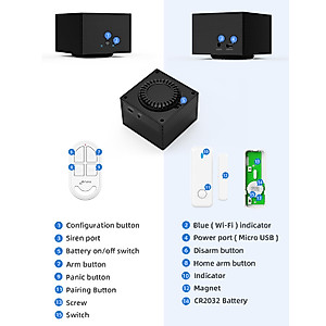 CPVAN Home Alarm System, Door Alarm System with Phone APP Alert, Door Window Sensor, Remote, Alarm Siren for Kids Elders Safety, Fit House Apartment, Compatible with Alexa, 2.4G/5G Wi-Fi 8PCS Kit