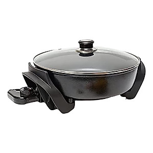 Nonstick Extra Deep Electric Skillet - With Lid With Steam Vent (12 Inch)