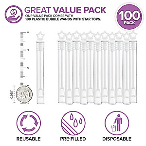 Wedding Bubbles Bulk - White Star Top Wands (100 Count) Individual Mini Bubble Wand Favors for Weddings, Celebration Party Favor for Guests - Stock Your Home