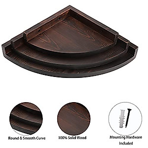 Lawei Set of 3 Wood Corner Shelf Wall Mount, Solid Wood Floating Corner Shelves Wall Hanging Corner Shelves for Display of Books, Small Plant, Photos, Wall Decor