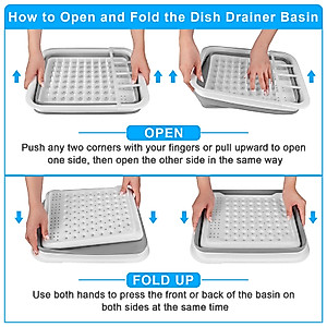 Collapsible Dish Drying Rack Portable Dish Drainers for Kitchen Counter with Drainboard,Kitchen Sink Organizer Basket RV Accessories Camper Kitchen Organization Storage Dish Rack Over Sink Drying Rack