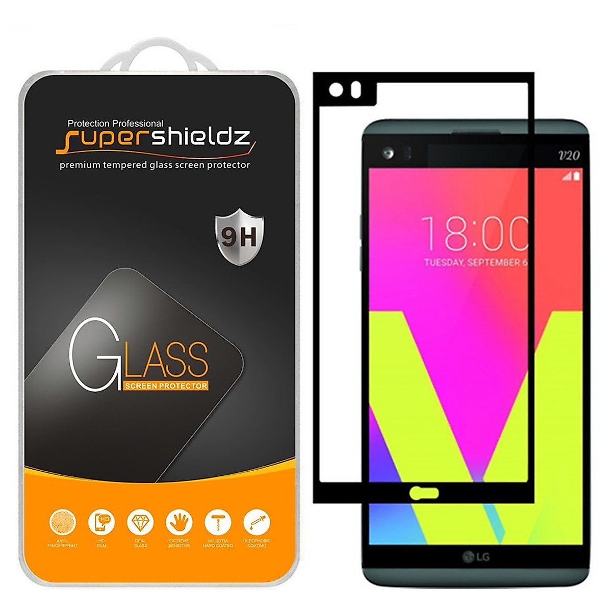 Supershieldz (2 Pack) Designed for LG V20 Tempered Glass Screen Protector, (Full Screen Coverage) Anti Scratch, Bubble Free (Black)