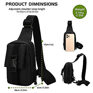 Long Keeper Small Sling Bag Crossbody Bag Men Lightweight Chest Backpack Shoulder Bags for Hiking Cycling Traveling Running (Black)