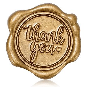Whaline 50Pcs Thank You Wax Seal Stickers Gold Envelope Seal Stickers 3D Self-Adhesive Embossed Stickers for DIY Greeting Invitation Cards Snail Mails Wine Packages Gift Decor
