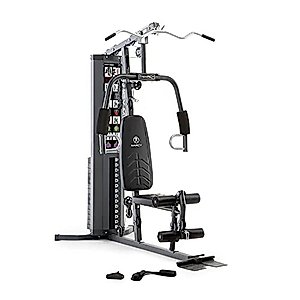 Marcy MWM-4965 Stack Weight Multifunctional Home Gym Workout Station with Pulley, Arm, and Leg Developer for Full Body Fitness, Black