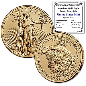 2023 1/4 oz American Eagle Gold Bullion Coin Brilliant Uncirculated with Certificate of Authenticity $10 BU