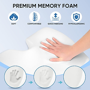 TICONN Memory Foam Seat Cushion, Office Chair Cushion Butt Pillow for Long Sitting (Blue)
