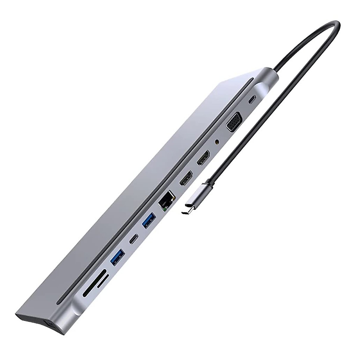 CHYSP 12 in 1 USB C Hub Laptop Docking Station Type-C to Dual HDMI-Compatible/VGA/USB 3.0 Hub/PD/RJ/Micro-SD/TF Card Dock Adapter