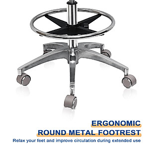 LIMKOMES Medical Dental Assistant Stool with Adjustable Backrest Rolling Ergonomic Swivel Seating Dentist Chair for Clinics, Dental Office, Lab-Black