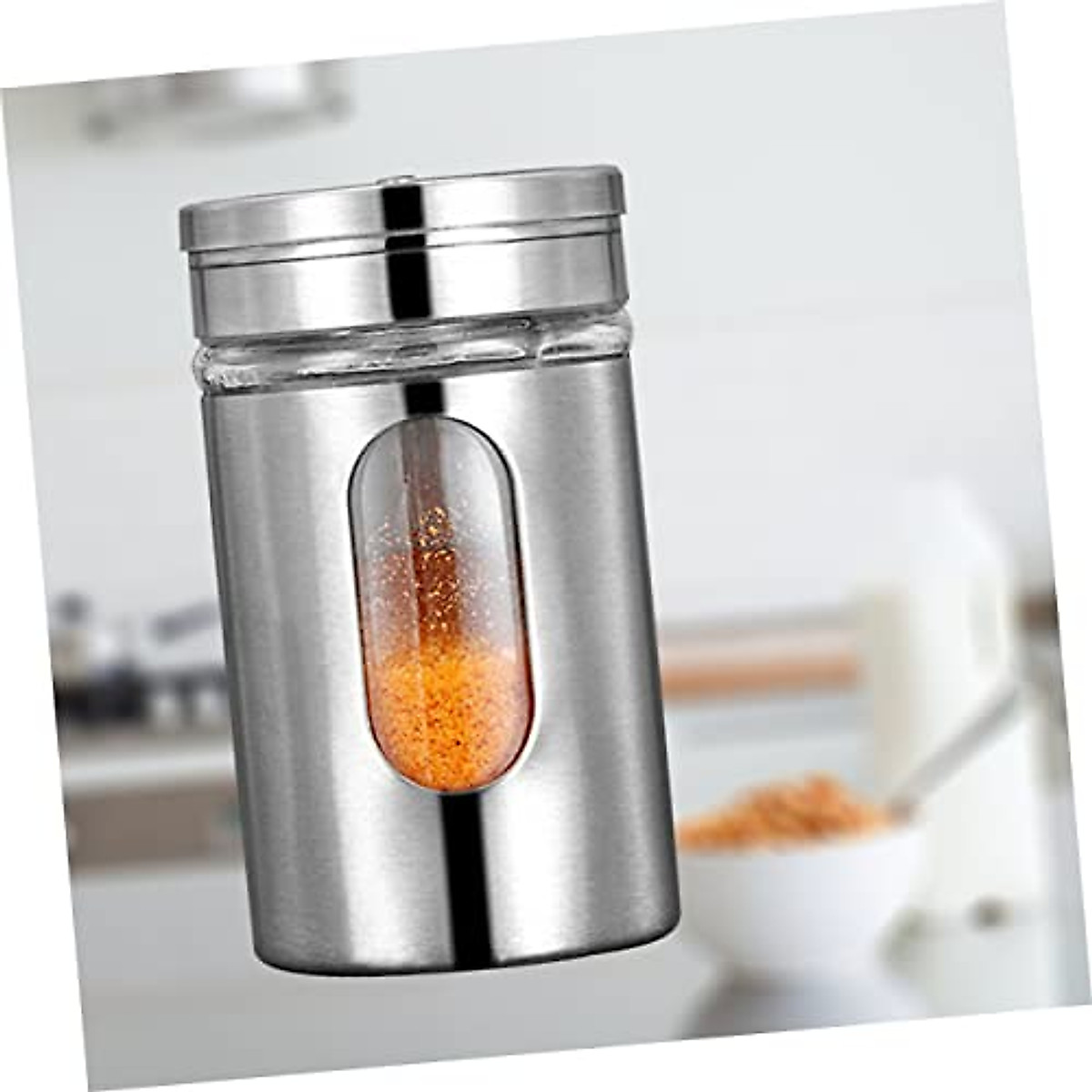 Seasoning Bottle Glass Sauce Bottles Stainless Steel Shaker Seasoning Containers Organiser Silver Pepper Shaker Seasoning Storage Box Condiment Bottle Castor Barbecue Sealed Jar