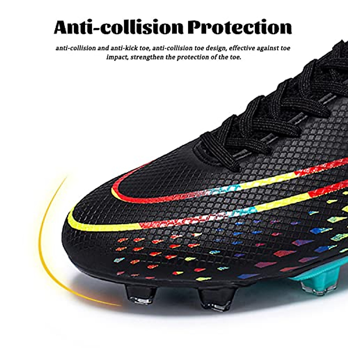 AOSENSS Big Kids Football Cleats High Top Soccer Shoes Wear-Resistant Durable Firm Ground Girls Boys Futsal Sports Shoes Black