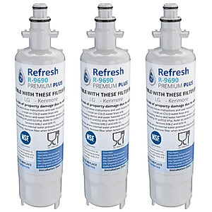 Refresh NSF-53 Premium Replacement Refrigerator Water Filter Compatible with Kenmore 46-9690, ADQ36006102 and LG LT700P, ADQ36006101 - Model R-9690Plus / R-9690Plus-S (3 Pack)