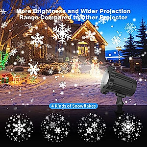 (2022 Version)Christmas Projector Lights Outdoor with Remote Control Timer, IP65 Waterproof, Wall Mountable, 14.76ft Cable, Snowflake Projection Lamp for Xmas Holiday New Year House Party Decoration