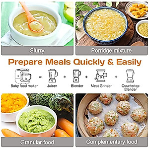 Baby Food Maker, Baby Food Processor Blender Grinder Steamer Cooks Blends Healthy Homemade Baby Food in Minutes Touch Screen Control… (BFM-003)