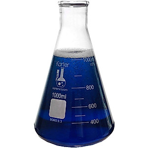 Glass Erlenmeyer Flask Set with Magnetic Stir Bar Set, 5 Sizes - 50, 150, 250, 500, and 1L, 3.3 Boro. Glass, Karter Scientific 213B4