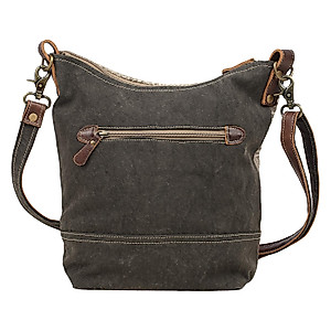 Myra Bag Coffee Upcycled Canvas & Leather Shoulder Bag S-1557