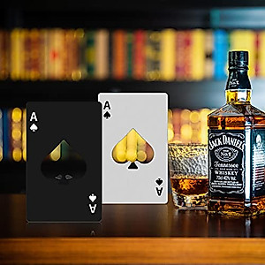 10 Pcs Ace of Spades Bottle Openers, Poker Card Bottle Openers, Stainless Steel Portable Metal Credit Card Beer Bottle Can Cap Openers for Wallet Pocket, Wedding Birthday Party, Silver/Black