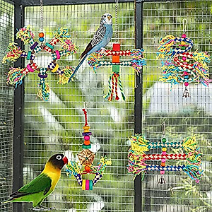 Bird Toys, 5PCS Colorful Bird Shredding Toys Hanging Parakeet Chew Toys, Bird Foraging Toys for Small Medium Parrots, Conures, Cockatiel, Lovebird Cockatiel, and Cage Accessory