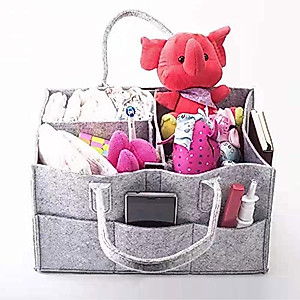 Baby Diaper Caddy Organizer,Nursery Storage Bin Car Organizer,Portable Holder Bag for Changing Table,Felt Diaper Caddy